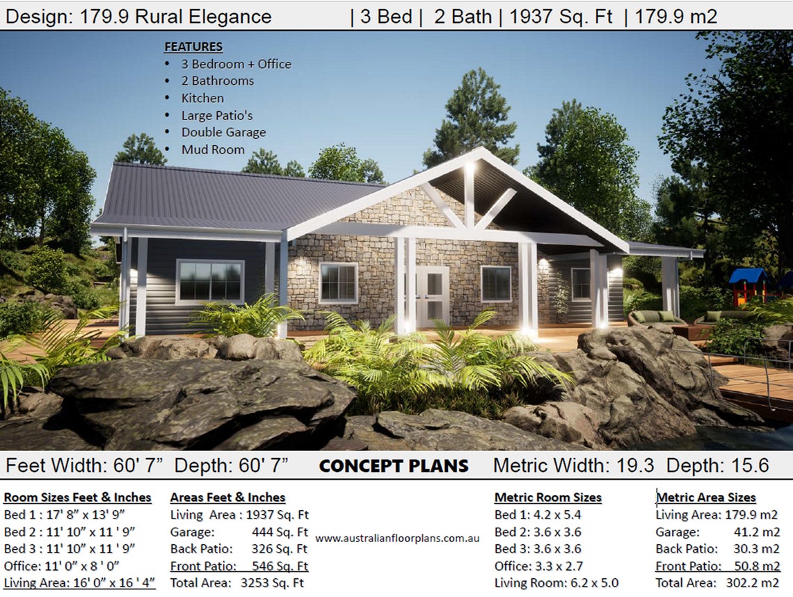 COUNTRY RETREAT Architectural Concept House Plans Modern Rural Elegance ...