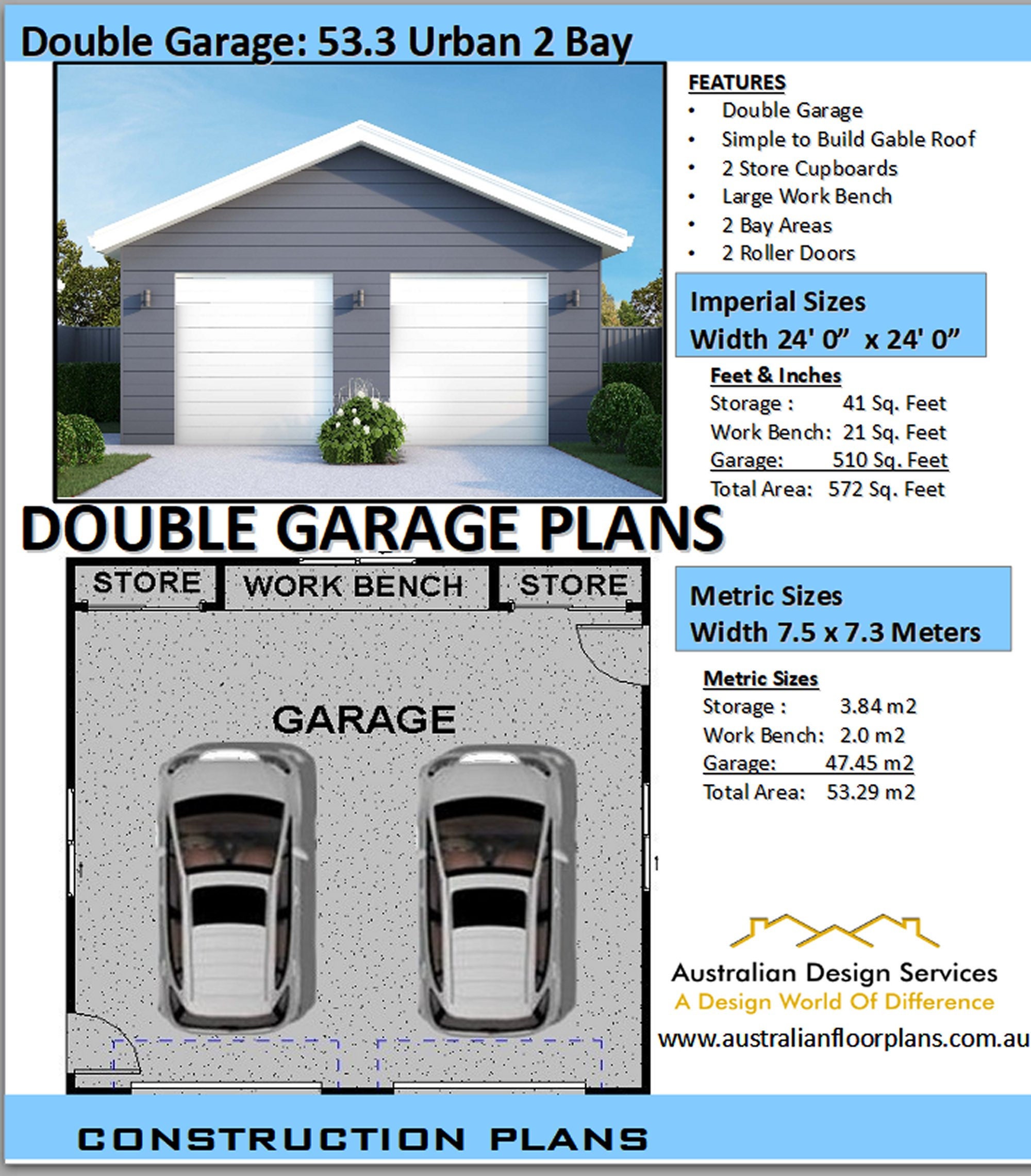 Simple 2 Car Garage Plans