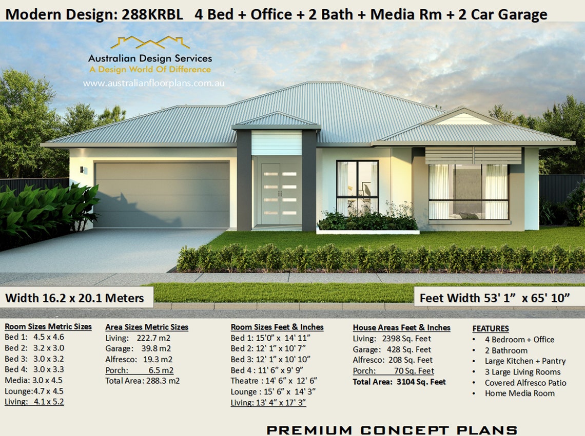 MODERN HOUSE / Blueprint PDF 222.7 M2 / 2398 Sq. Feet 4 - Etsy