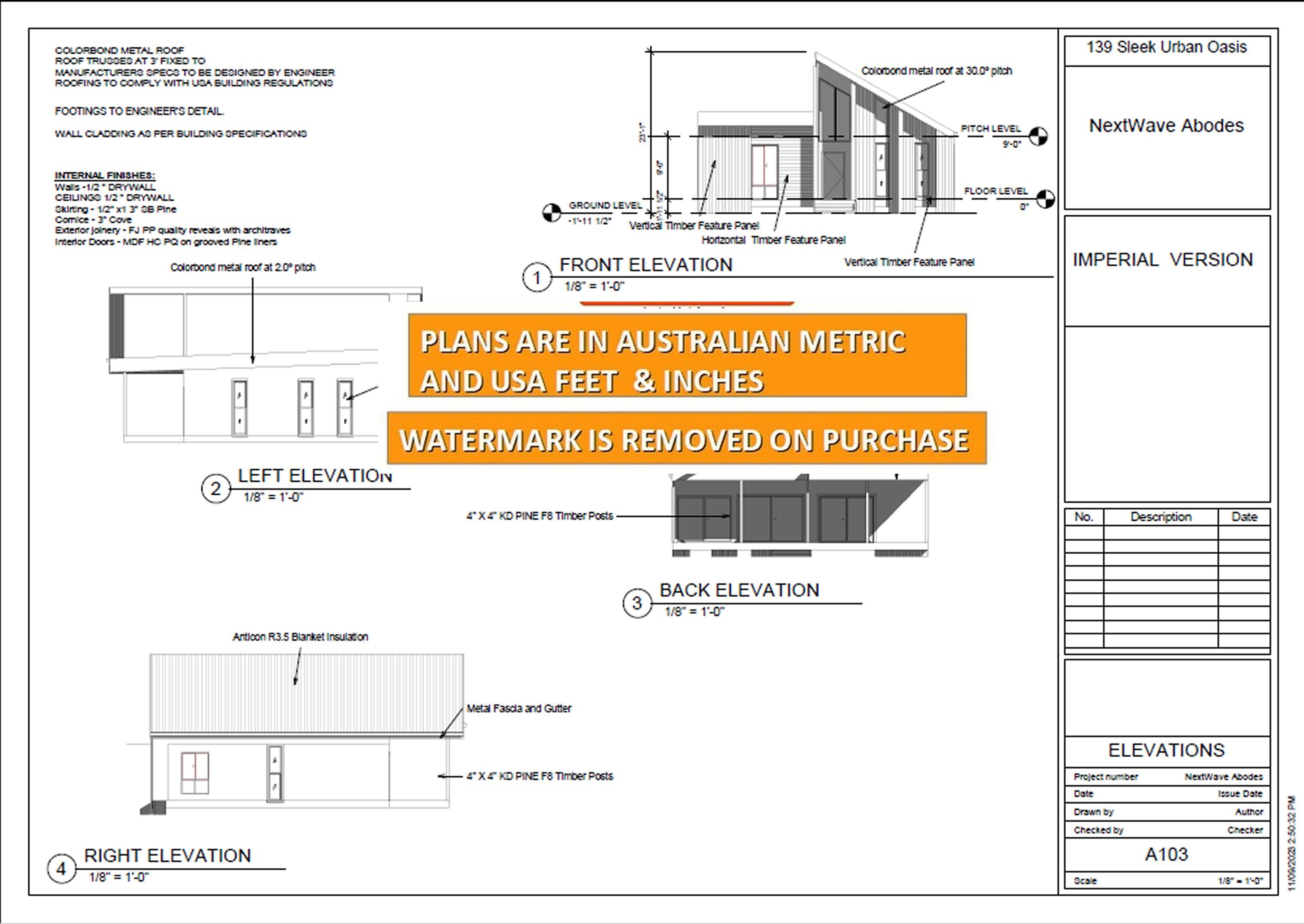 1200 Sq Foot /196 M2 Modern Sleek Urban Oasis House Plan / - Etsy Canada