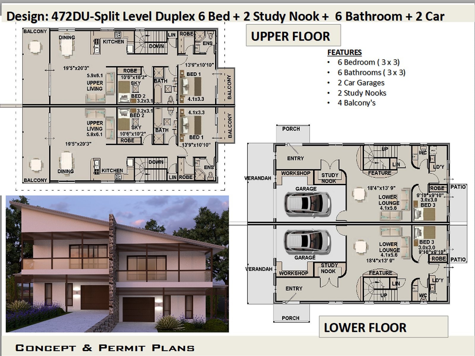 Split Level Duplex-townhouse Design | 475 M2 or 5122 Sq Foot | 6 ...