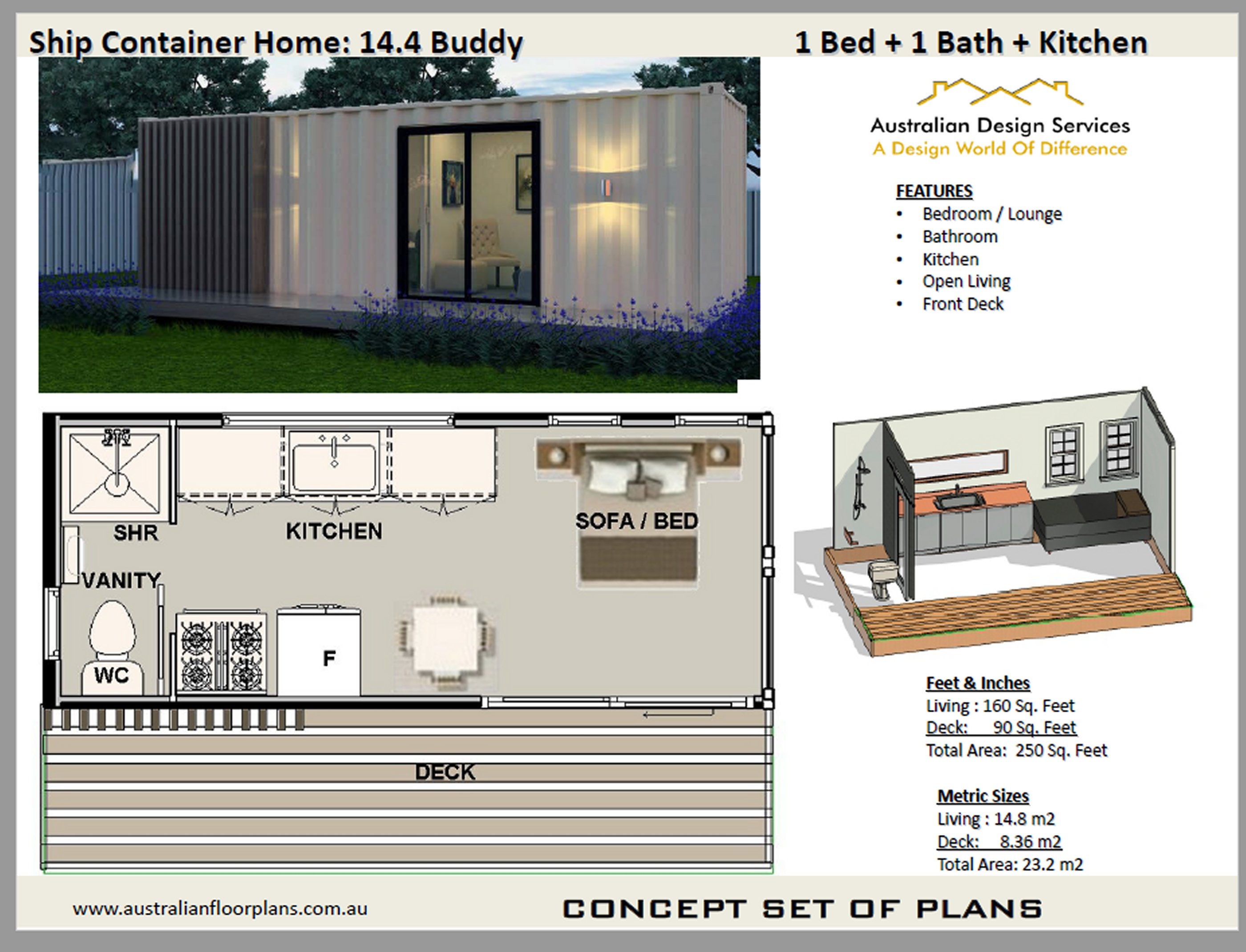 20 Foot Shipping Container Home Concept House Plans - Etsy