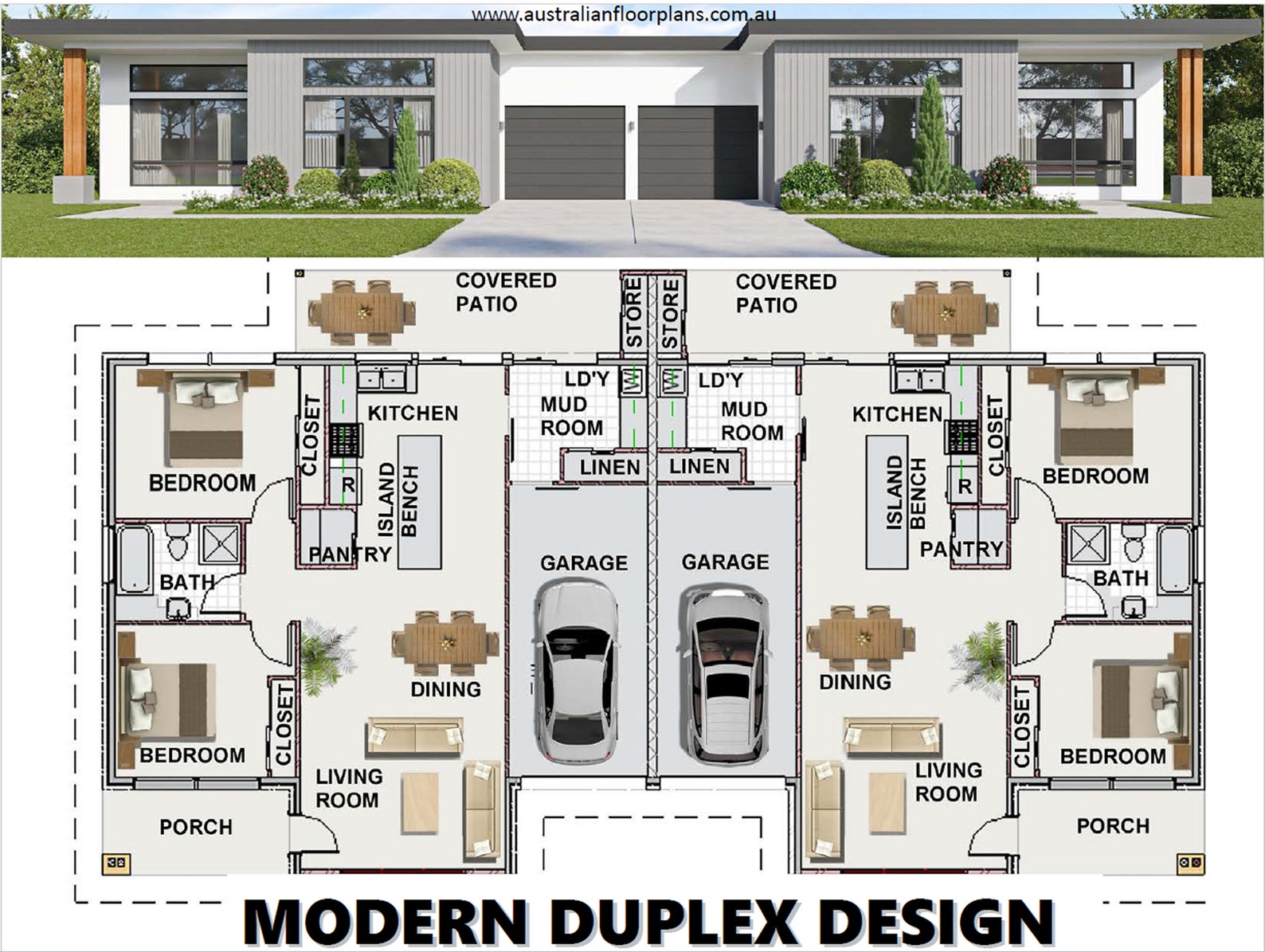 4 Bedroom Duplex Best Selling House Plans | 2 Family House Plan - Etsy