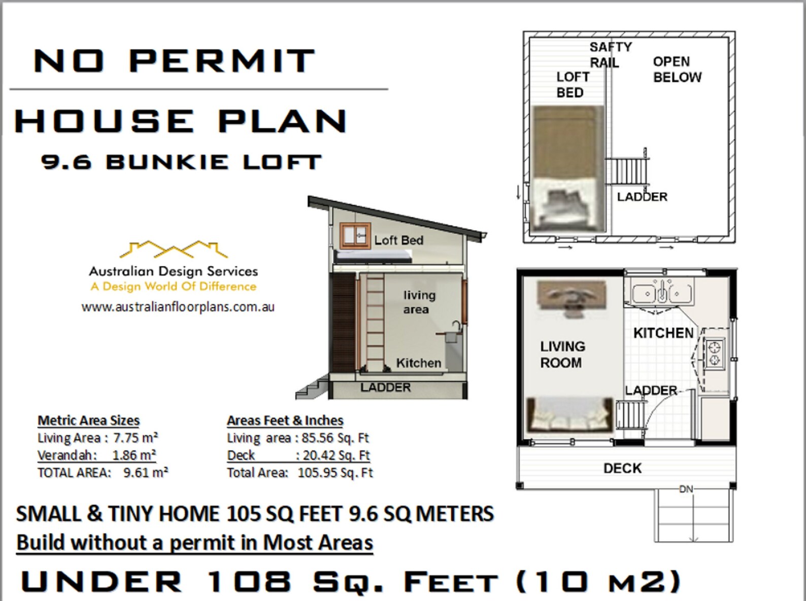 Affordable Tiny House Plans 105 Sq Ft Cabin/bunkie With Loft - Etsy