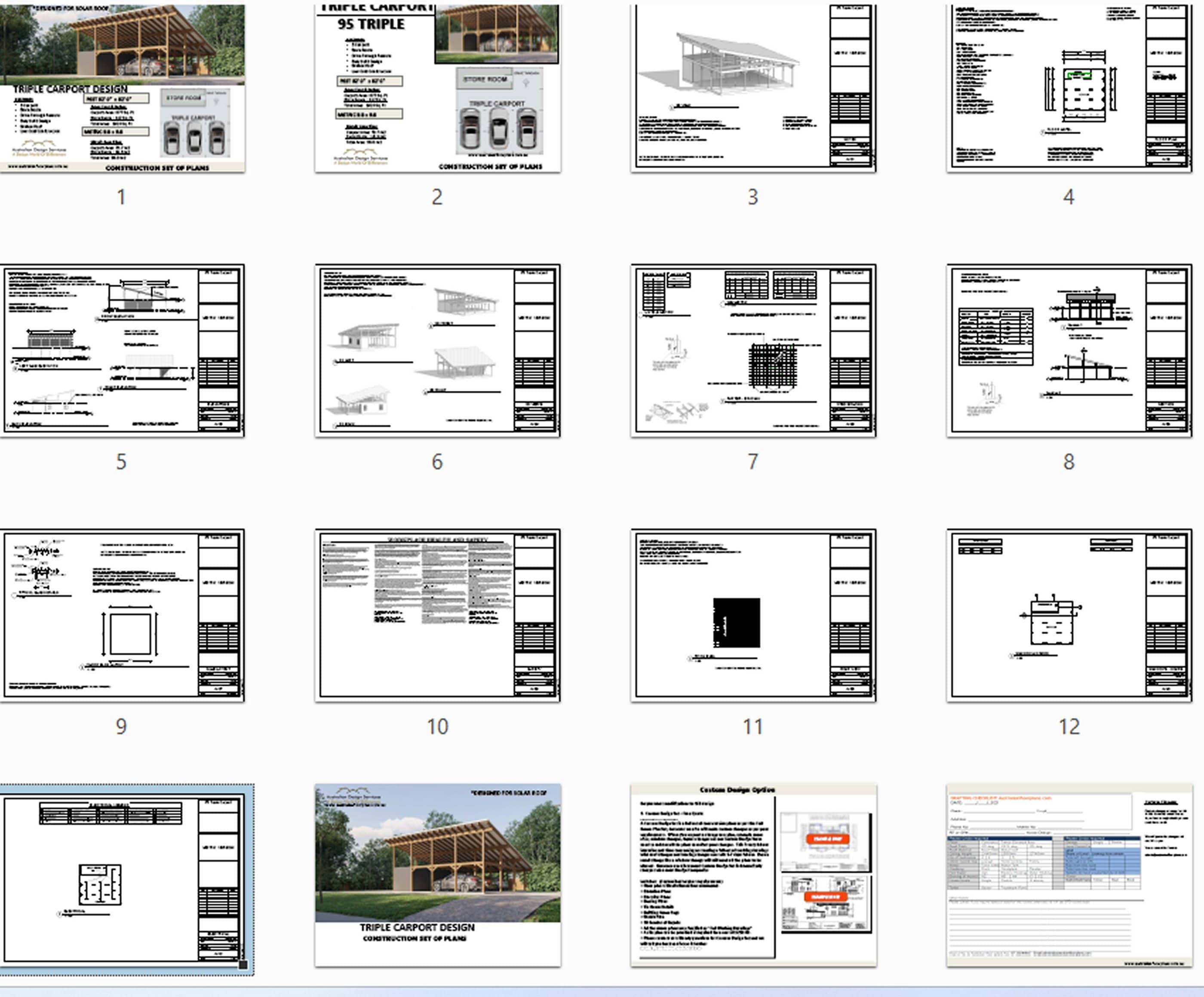 32 X 32 - (9.8 Meters X 9.8 Meters) 3 CAR CARPORT PLANS - Building ...