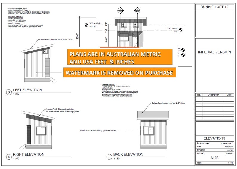 Affordable Tiny House Plans 105 Sq Ft / 9.61 Sq. Meters Cabin/bunkie ...