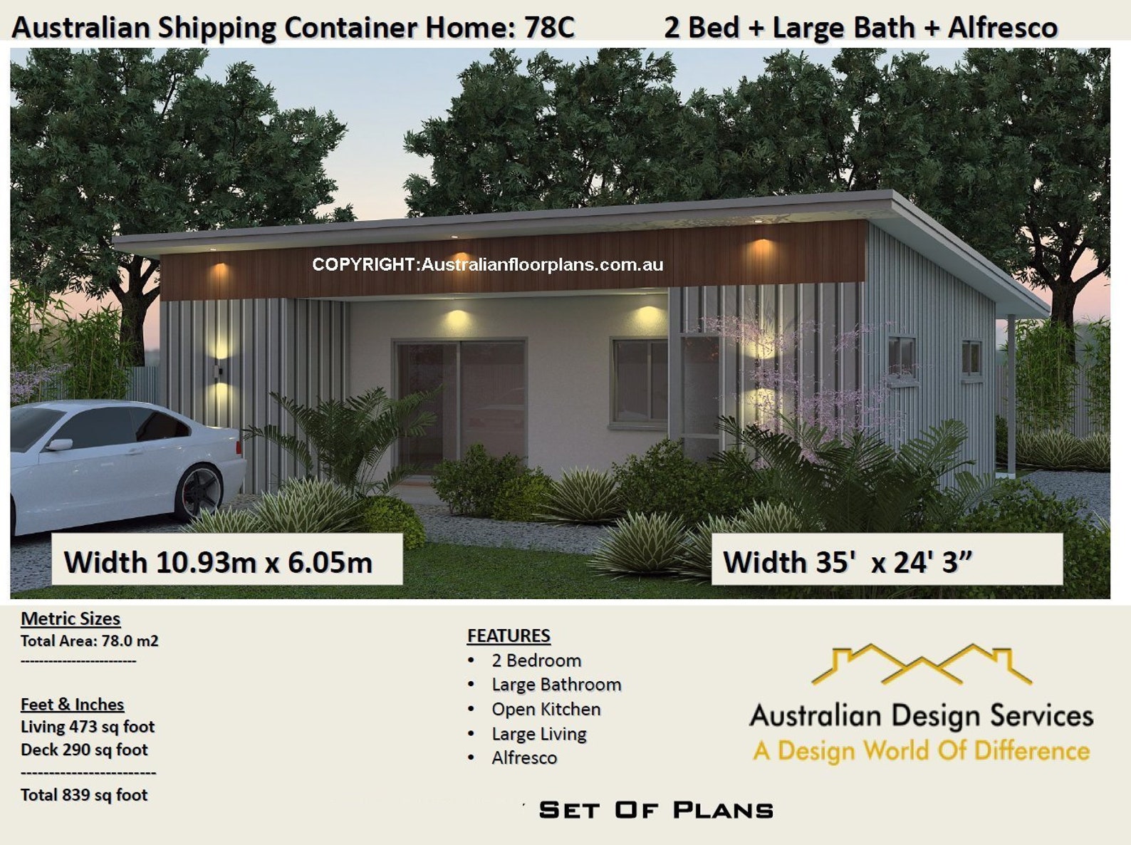Shipping Container Concept Blueprint Plans for Sale - Combined Floor ...