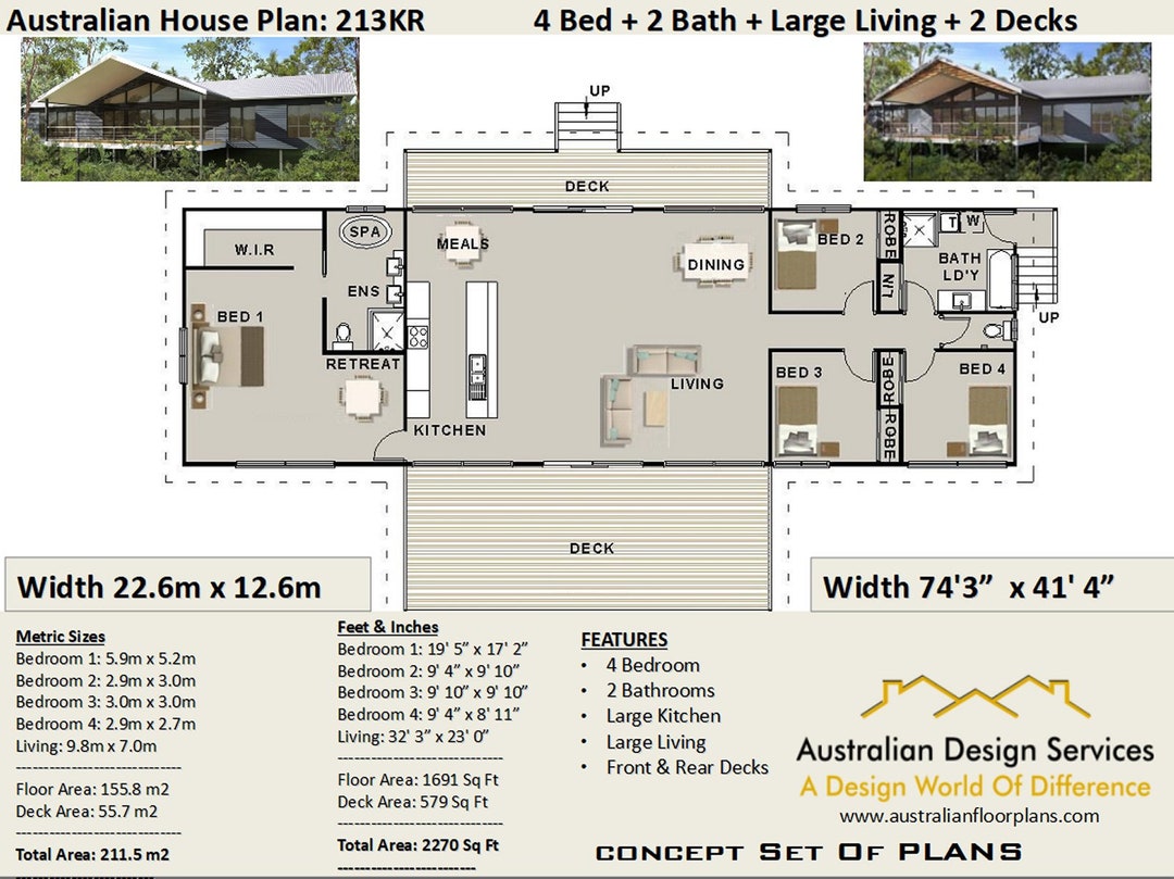 4 Bedrooms Acreage House Plan 211 M2 2270 Sq Foot 4 Bedroom Sloping ...