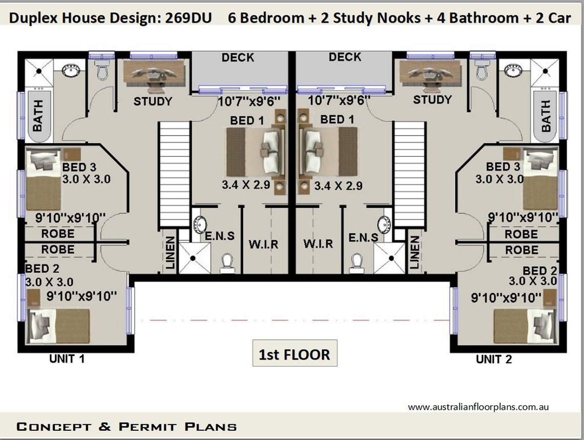 6 Bedrooms Duplex House Plan 269.8 M2 or 2904 Sq Foot Best | Etsy Canada