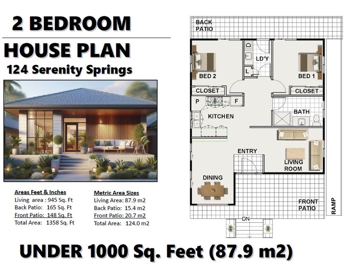 87.9 M2 945 Sq Foot 2 Bedroom House Plan Concept House Plans for Sale ...