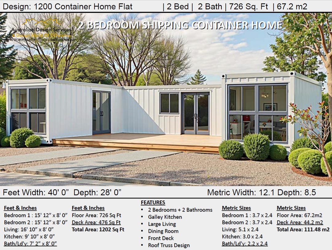 Build Plan#1200: 2 Bedroom Shipping Container House Plans | House Plans ...