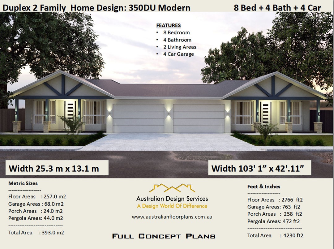 2 Family Duplex Plans | 8 Bed Duplex Design | Modern Duplex | # ...