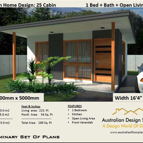 Small Cabin House Plan 25 Cabin 25 M2 269 Sq Foot 1 - Etsy