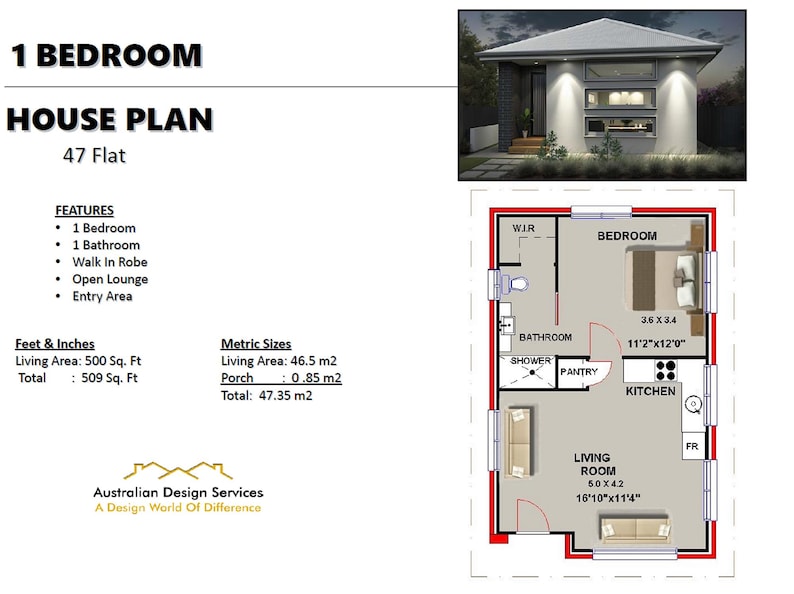 SELF CONTAINED STUDIO / Granny Flat- Small and Tiny House Plan, Guest ...