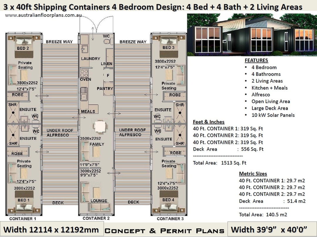 Build Plan#40 Titian 89.1: Shipping Container House Plans | House Plans ...
