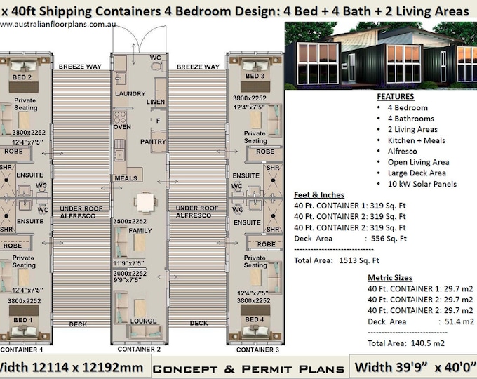 Build Plan#40 Titian 89.1: 40 X 40 Innovative Shipping Container House ...