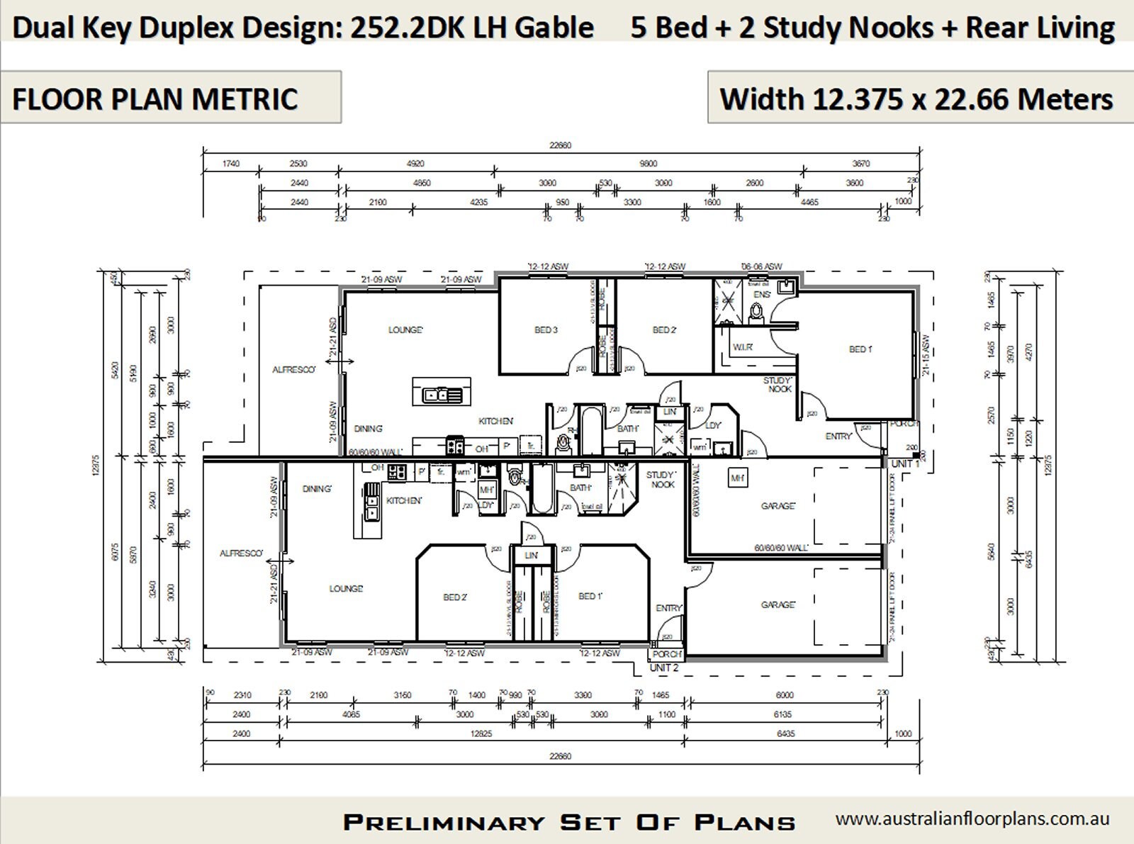 Duplex Design 5 Bedrooms 2 Study Areas Dual Key Duplex - Etsy