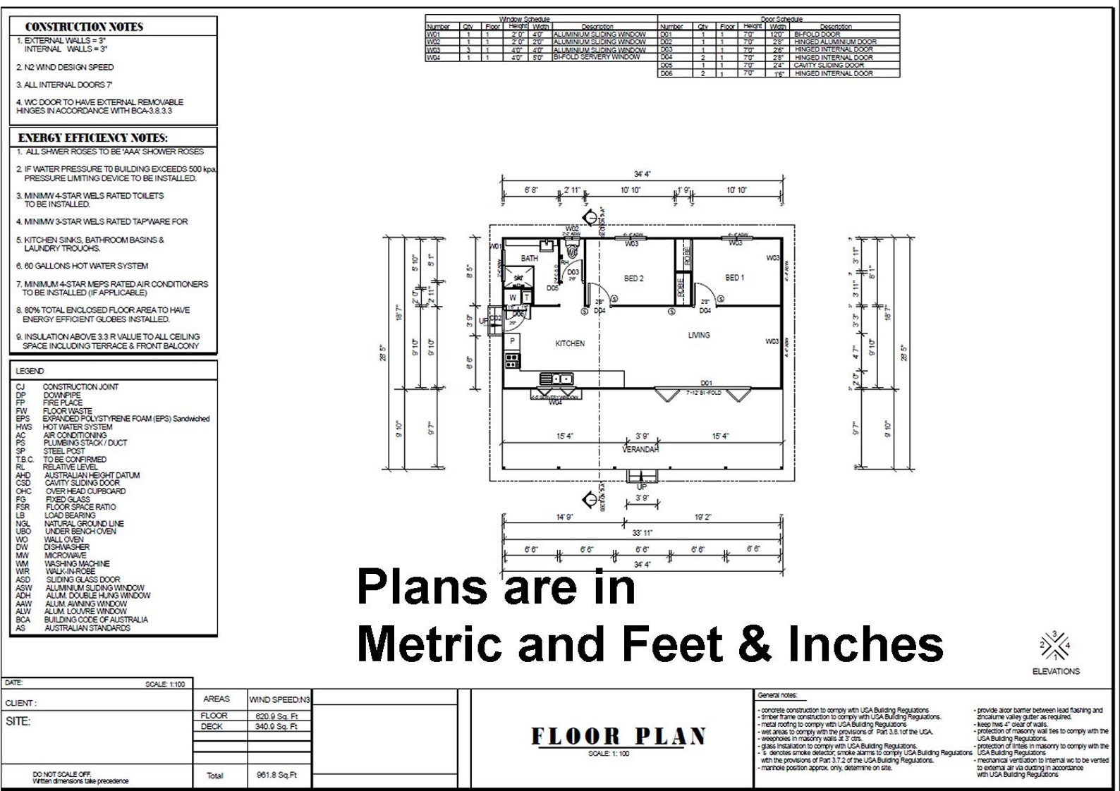 Living Area 59.4 M2 | 620 Sq. Foot | 2 Bedroom House Plan Rosebud ...