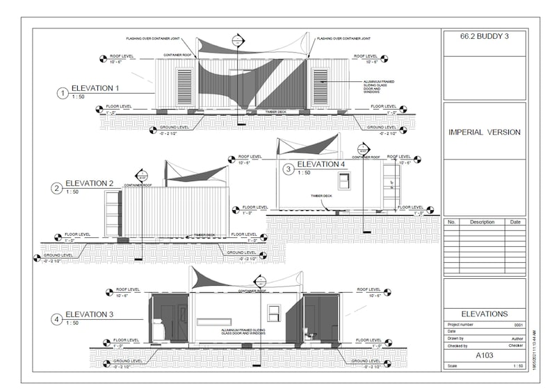 20' X 36' 6 X 12 Meters Modern Container Home Architectural Plans ...