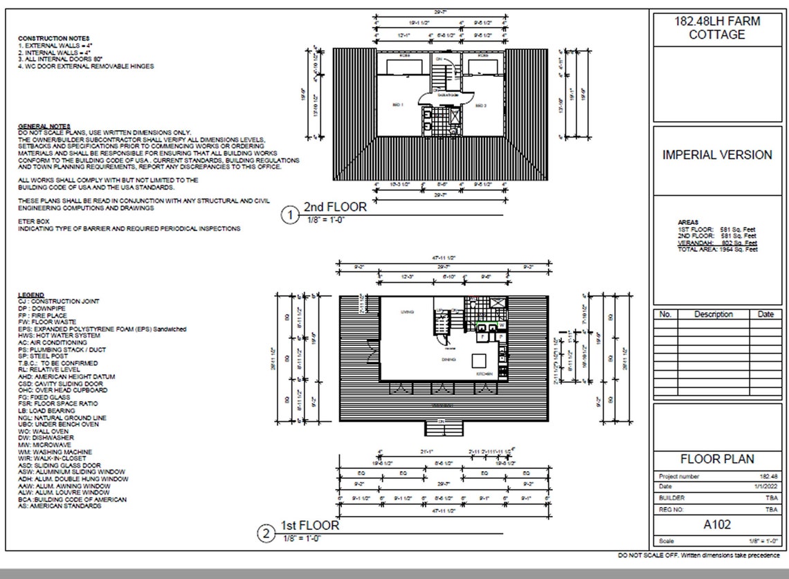 Modern Cottage House Plan 108 M2 Living Area or 1160 Sq Foot | Etsy