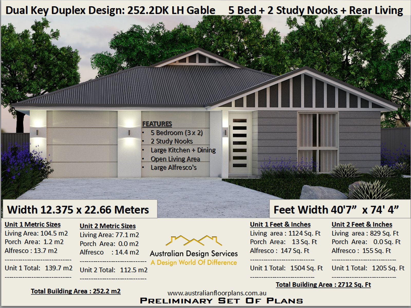 Duplex Design 5 Bedrooms 2 Study Areas Dual Key Duplex - Etsy