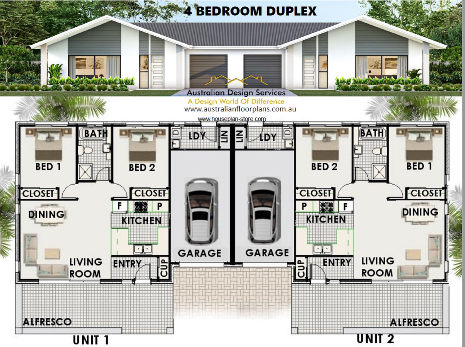 Multi Family Duplex House Plans/ 4 Bedroom Home/ Modern Duplex | #multi ...