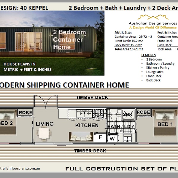 Container Home Plans 40 Foot - Etsy