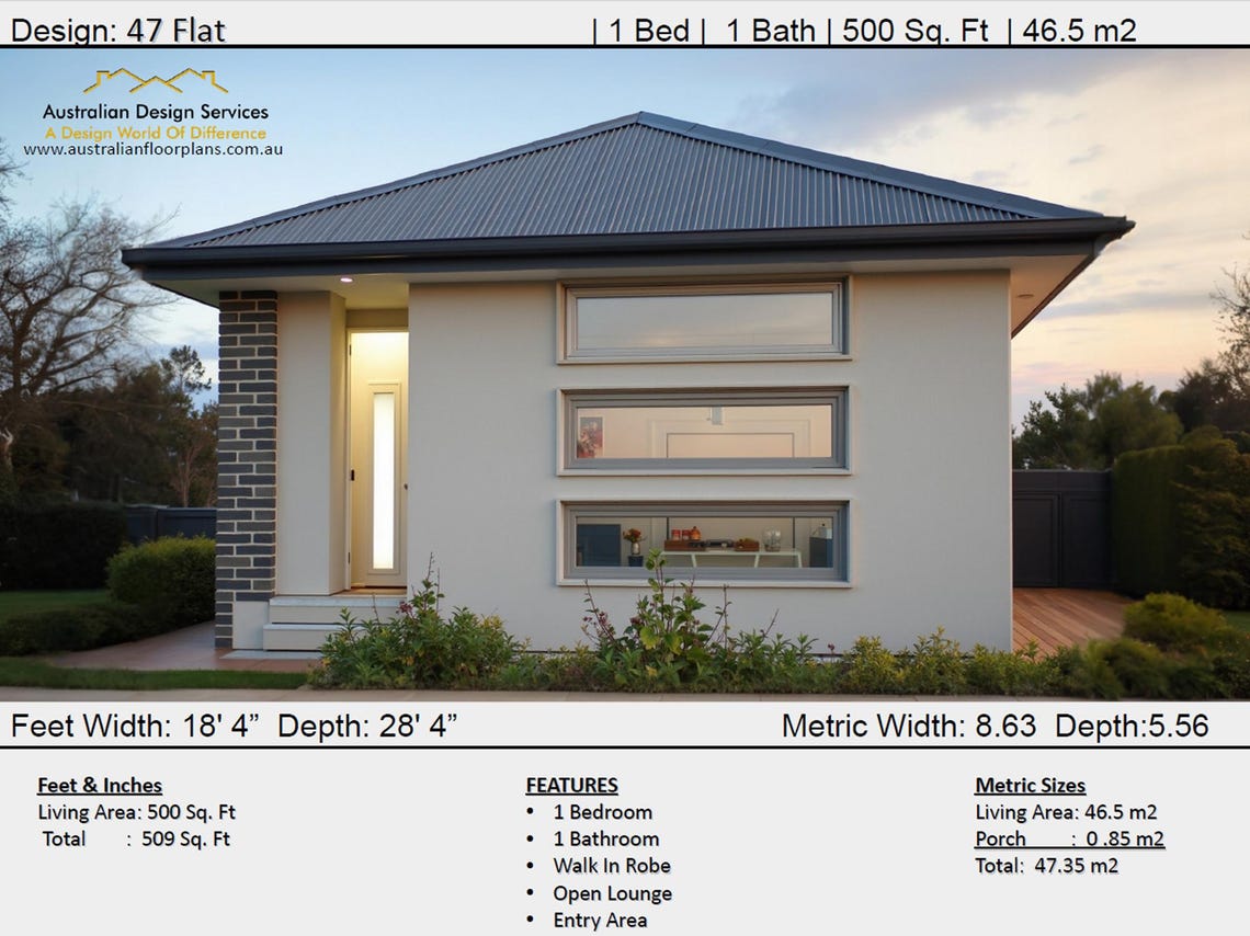 SELF CONTAINED STUDIO / Granny Flat- Small and Tiny House Plan, Guest ...