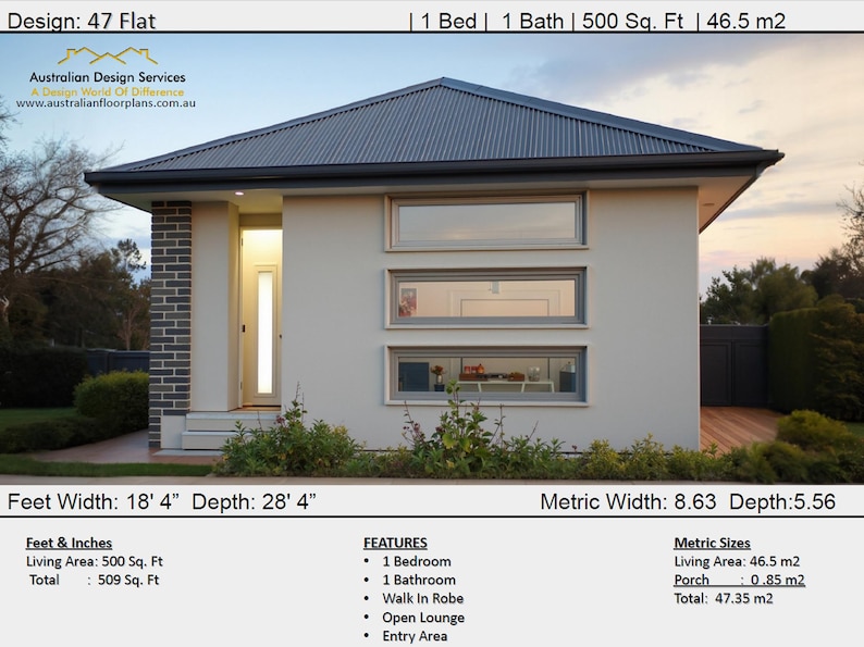 SELF CONTAINED STUDIO / Granny Flat- Small and Tiny House Plan, Guest ...