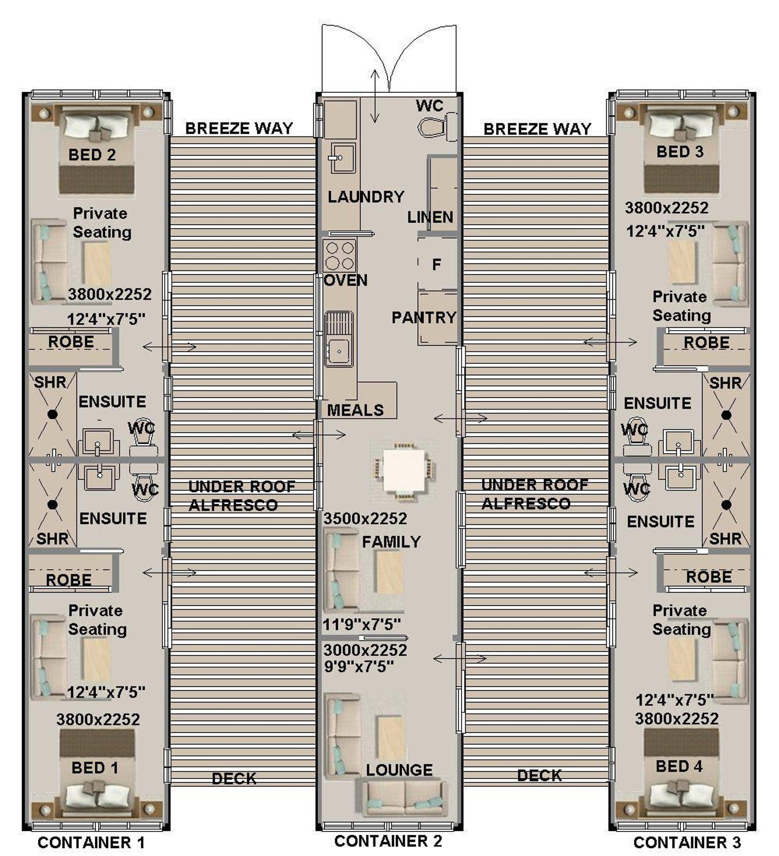 Build Plan#40 Titian 89.1: 40 X 40 Innovative Shipping Container House ...