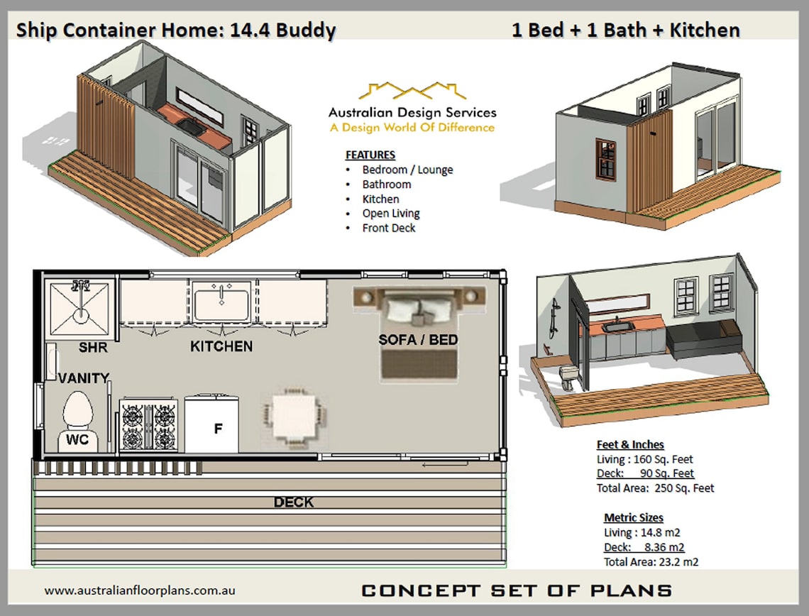 20 Foot Shipping Container Home Concept House Plans - Etsy