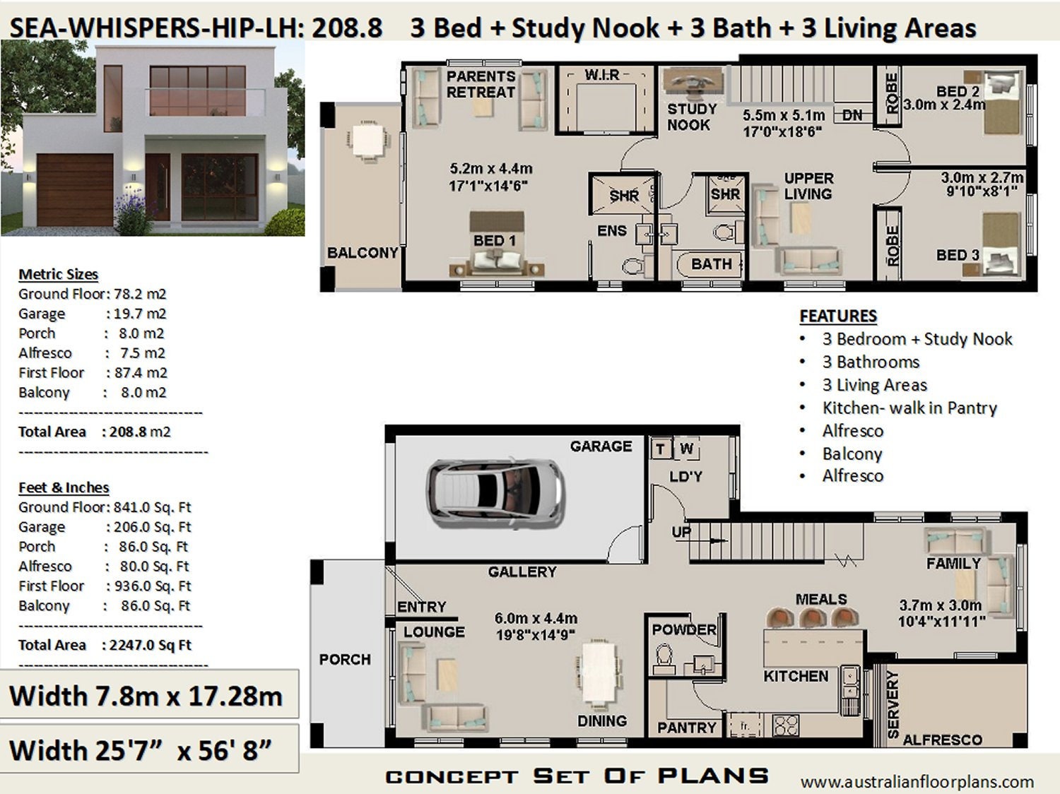 Duplex-townhouse House Plans |modern 2 Story Home 208 M2 | 2247 Sq ...