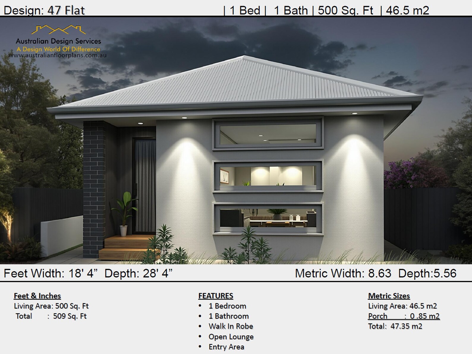 SELF CONTAINED STUDIO / Granny Flat- Small and Tiny House Plan, Guest ...