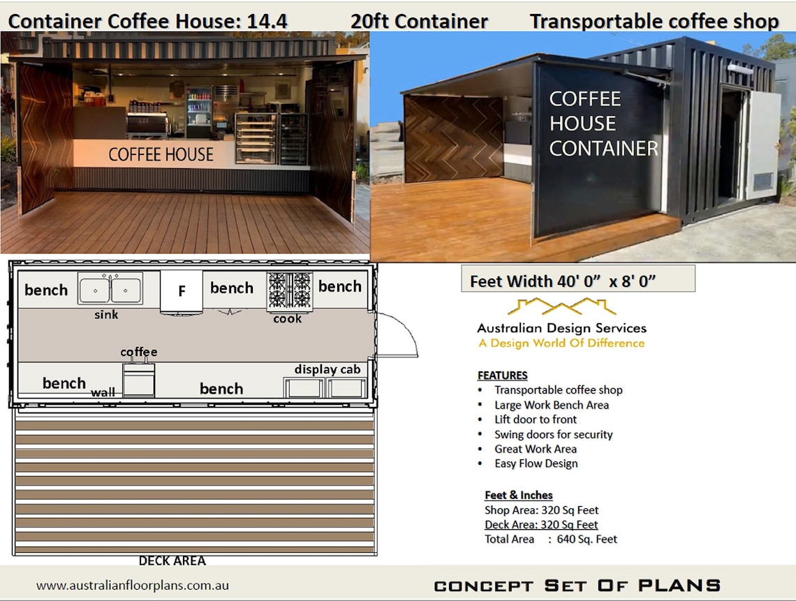 Shipping Container Coffee House Plans | Transportable Container Coffee ...