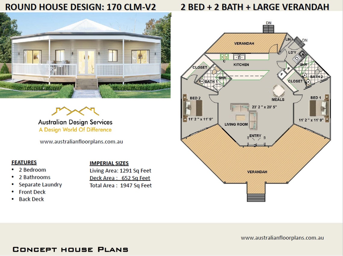 ROUND HOUSE DESIGN: 170 Clm-v2 round Home House Plans - Etsy