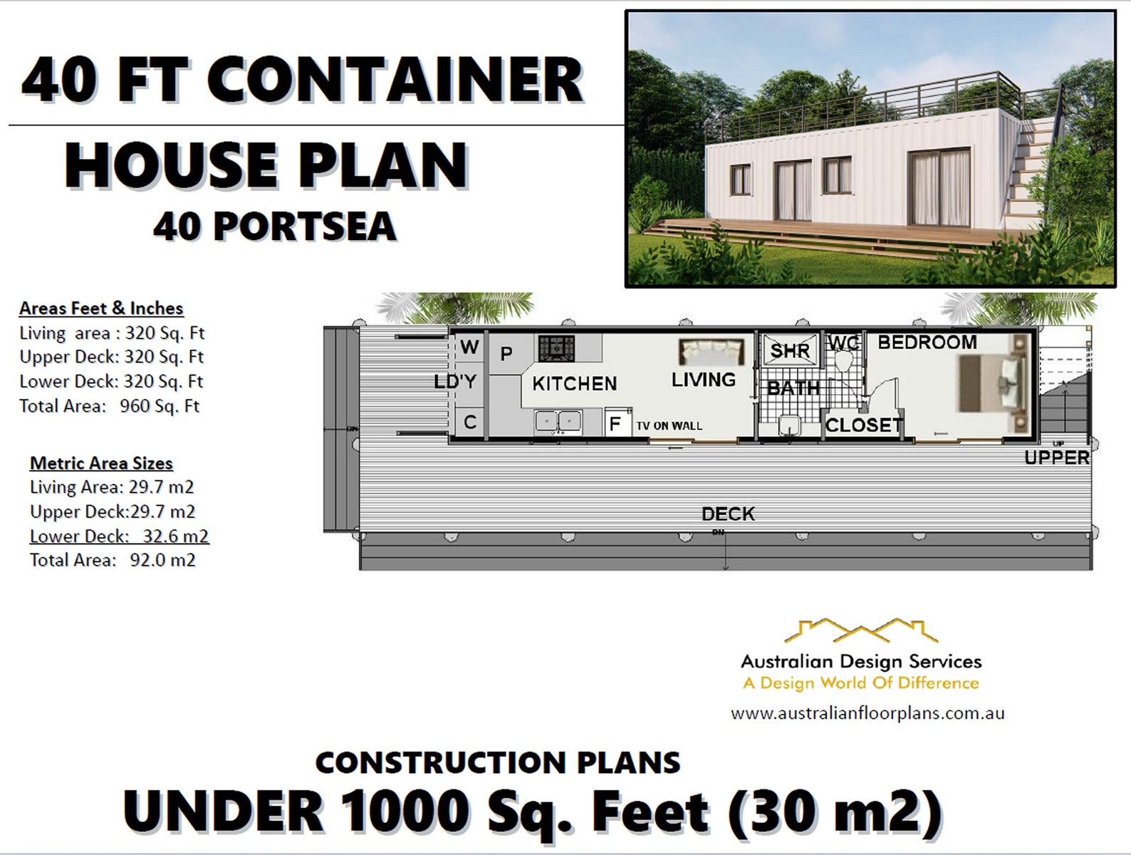 Shipping Container Home Plan 40'x8' Architectural Plans Blueprint ...