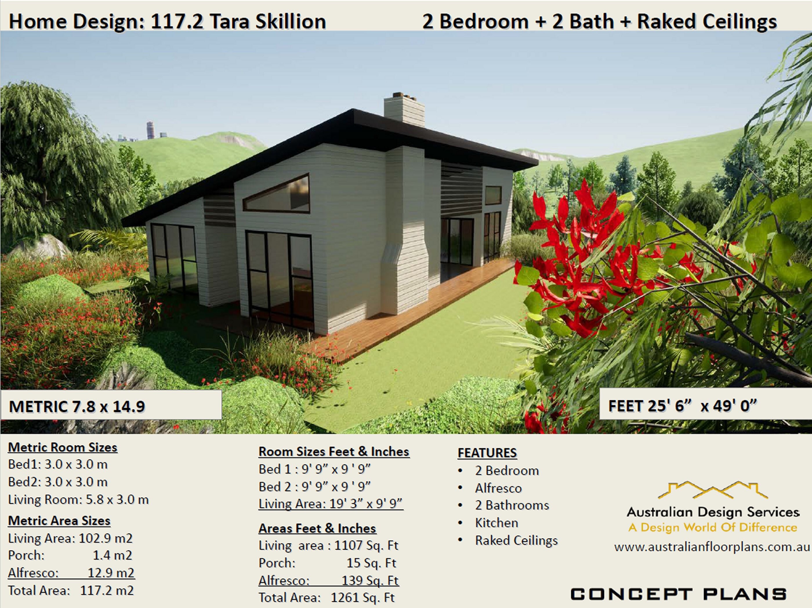 117.2 Tara House Plan | 103 Sq Meters (1,107 Sq Ft) – Modern 2-bedroom ...