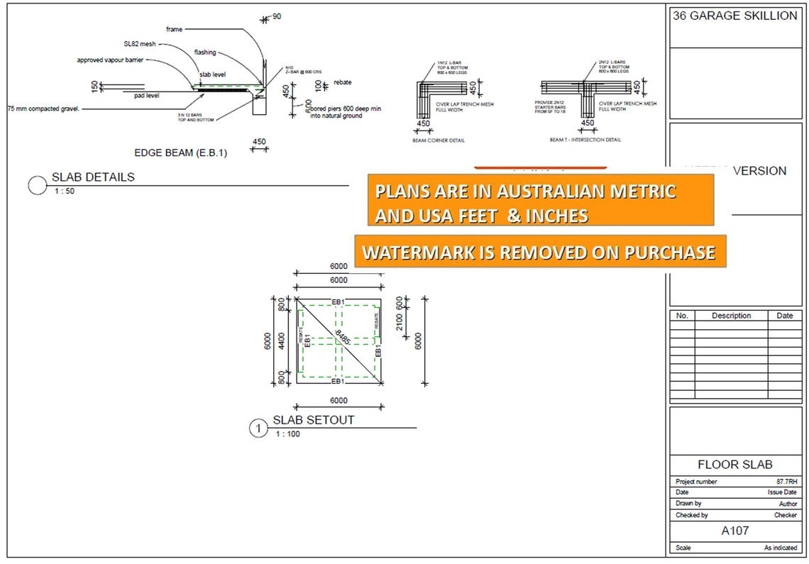 Detached 20'x20' Two Car Garage Architectural Plans - Etsy