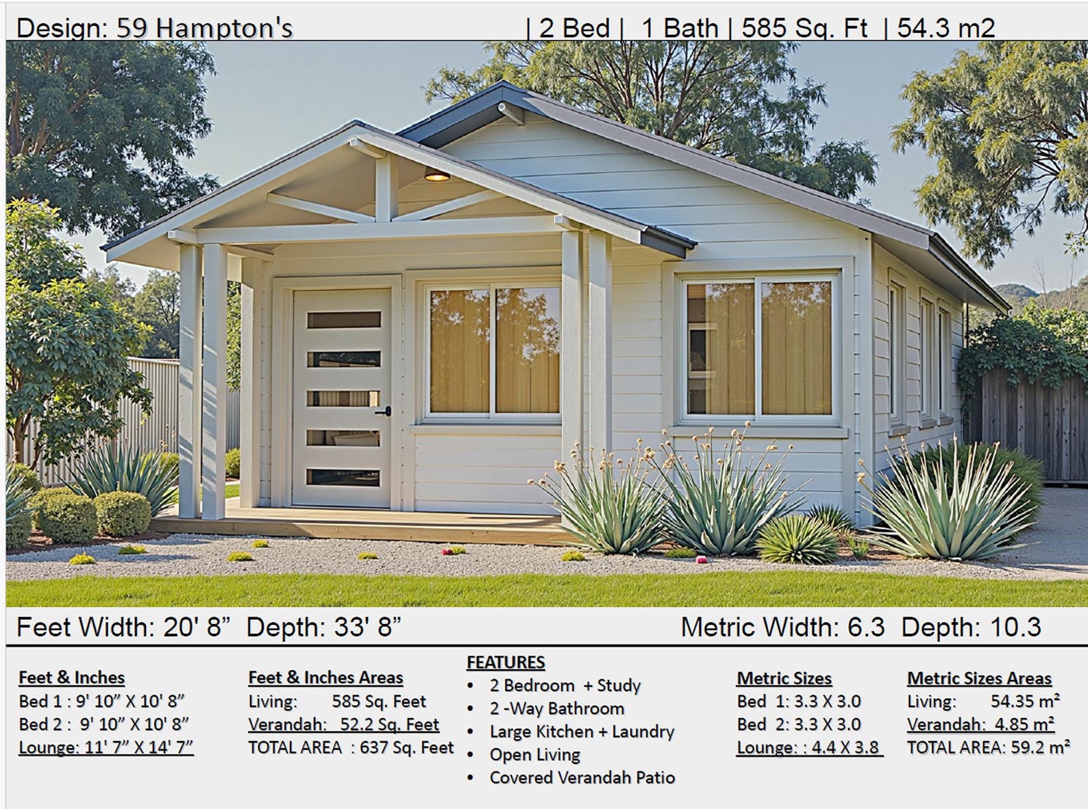 Hamptons Style 2-bedroom Granny Flat | 635 Sq Ft or 59.8 M2 | Perfect ...