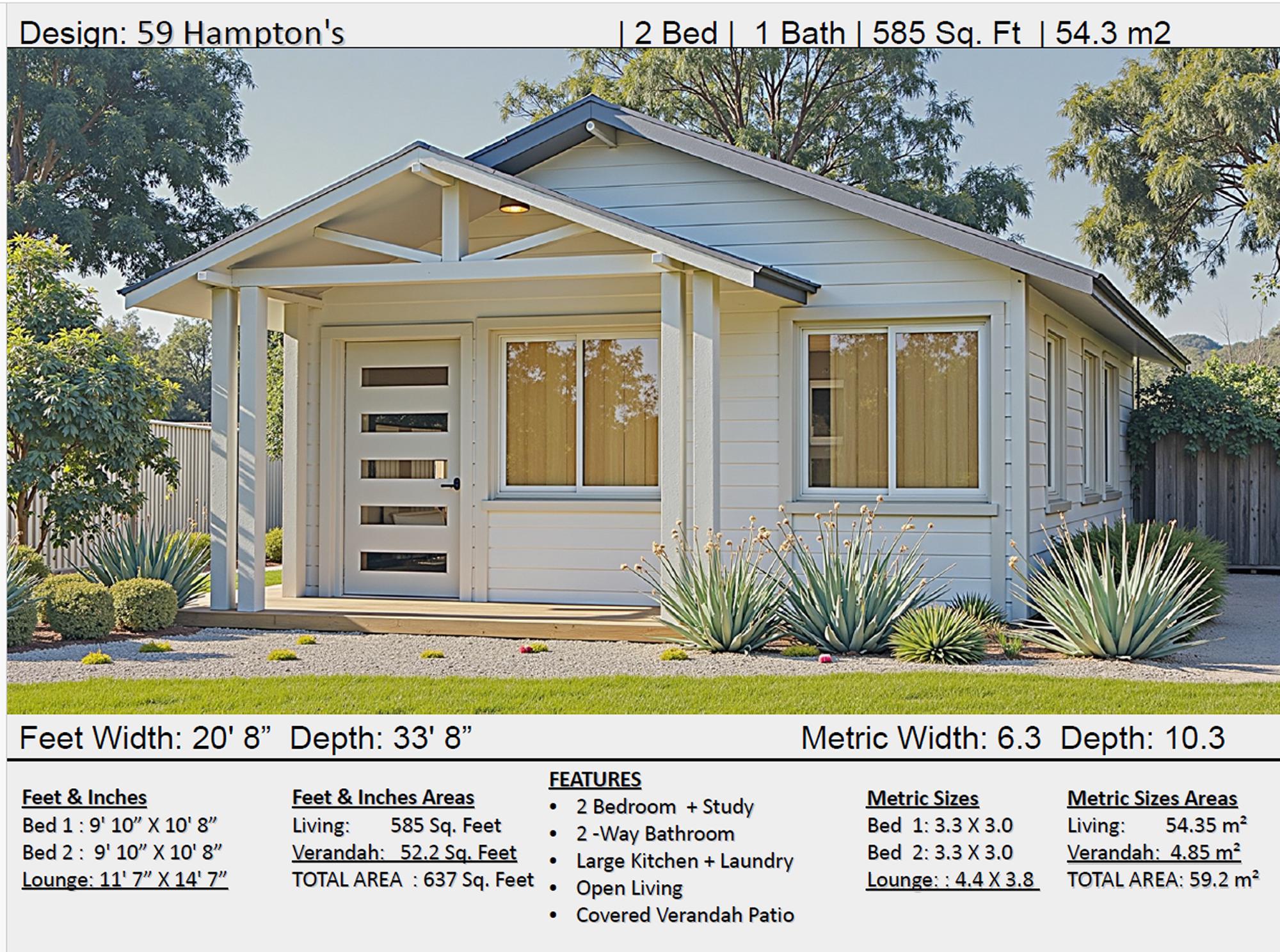 Hamptons Style 2-bedroom Granny Flat | 635 Sq Ft or 59.8 M2 | Perfect ...