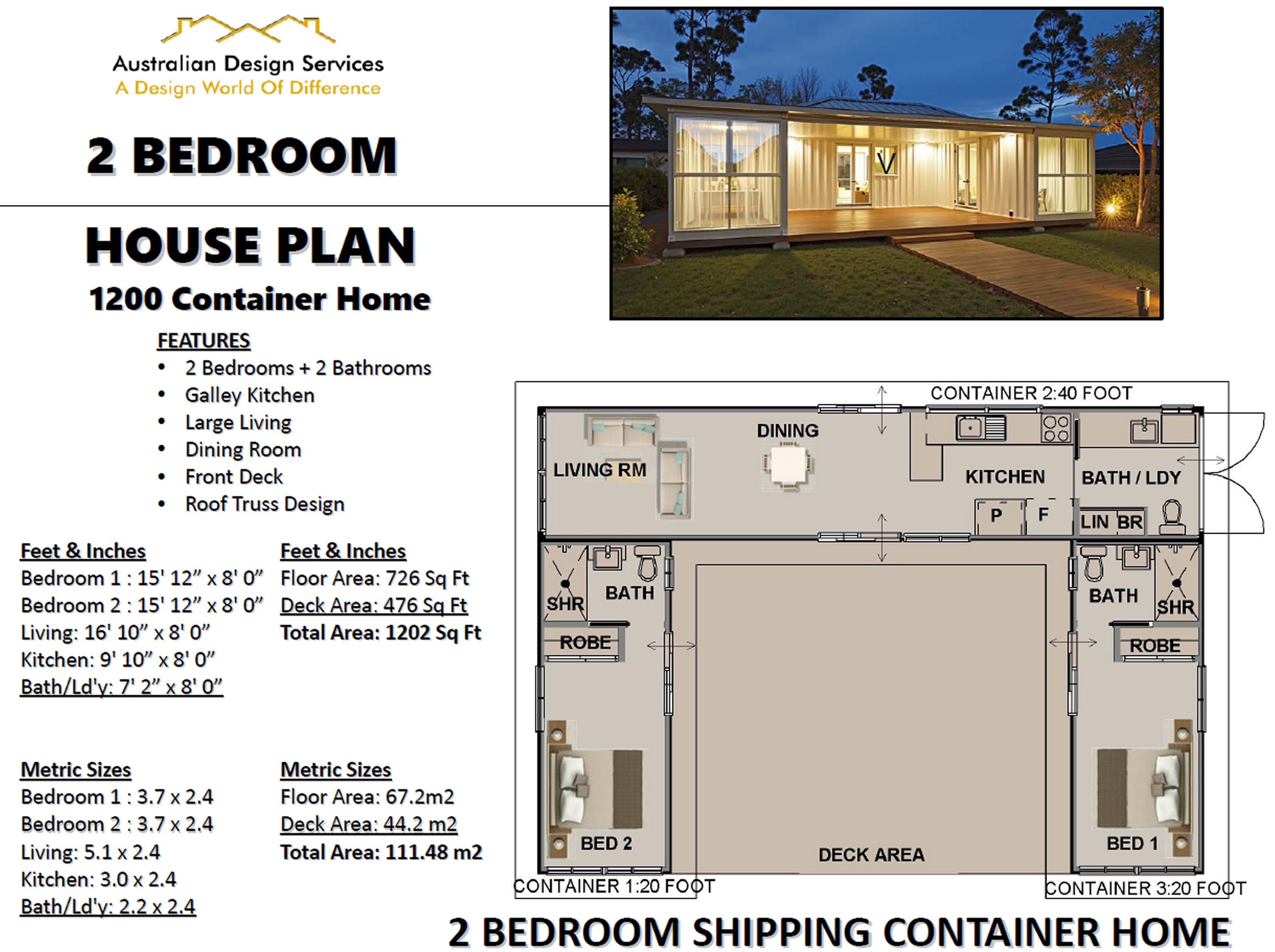 Build Plan#1200 Combination: Shipping Container Home With Combination ...