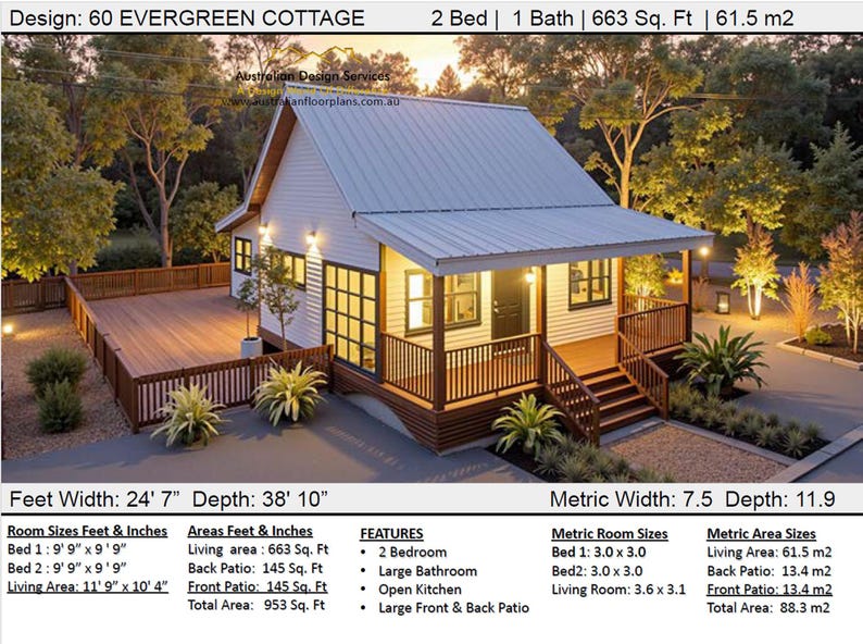 Small Cottage House Plan – 61.3 Sq Meters or 663 Sq. Ft. | Settler’s ...