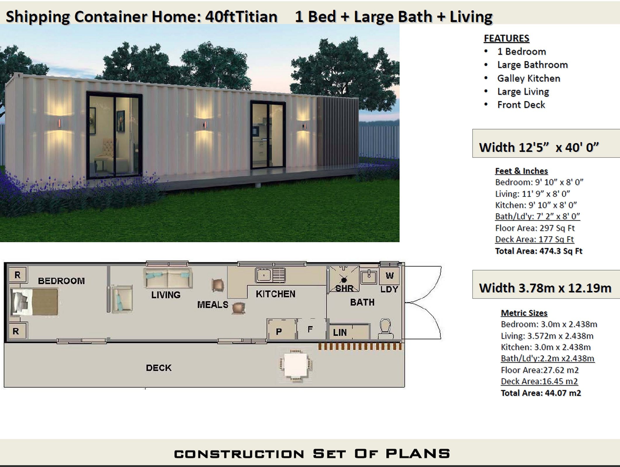 40'x8' Shipping Container Home Plan Architectural Plans Blueprint ...