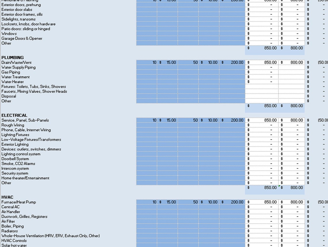 EXCEL- CONSTRUCTION BUDGET Template Cost Breakdown - Ideal for New Home ...