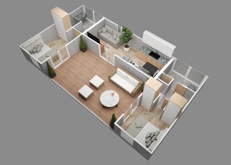 20' X 36' 6 X 12 Meters Modern Container Home Architectural Plans ...