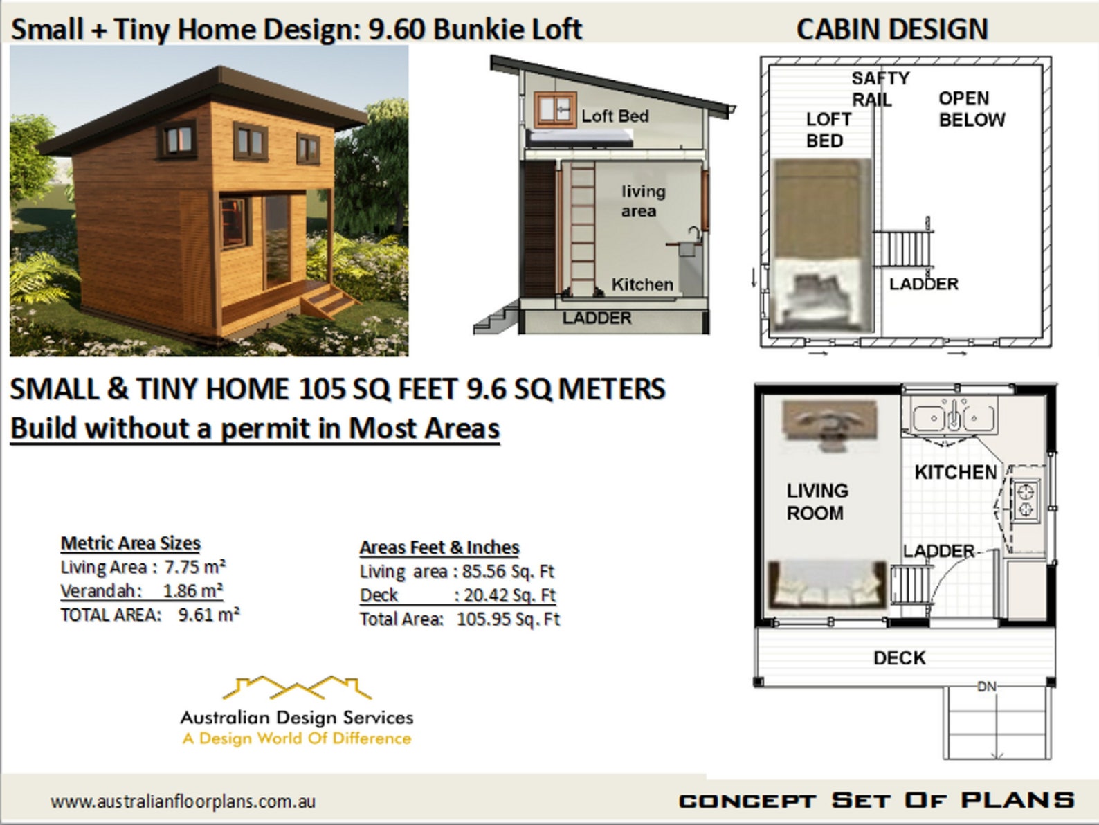 Affordable Tiny House Plans 105 Sq Ft Cabin/bunkie With Loft - Etsy