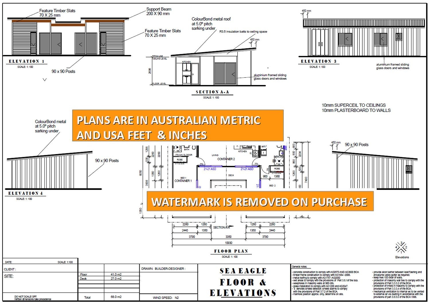 Build Plan#68 Sea: 2 Bedroom Shipping Container Home 68.0 M2 or 731 Sq ...