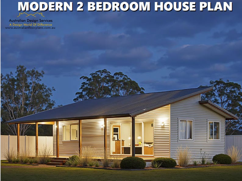 Skillion Roof 2 Bedroom House Plan Rosebud | Living Area 59.4 M2 | 620 ...