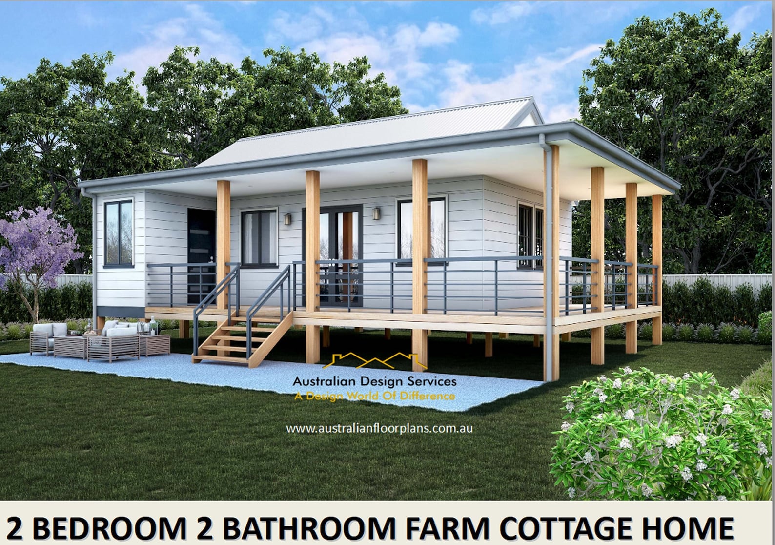 Country Cottage 2 Bed + 2 Bath House Plans for Sale | 61.7 M2 - 664 Sq ...