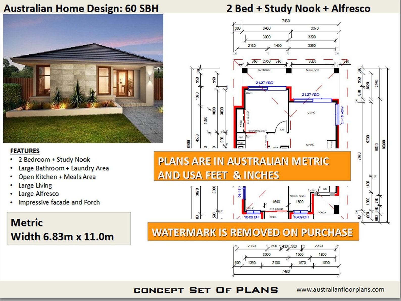 60 M2 | 645 Sq Foot | 2 Bedroom House Plan 60 SBH | Concept House Plans ...